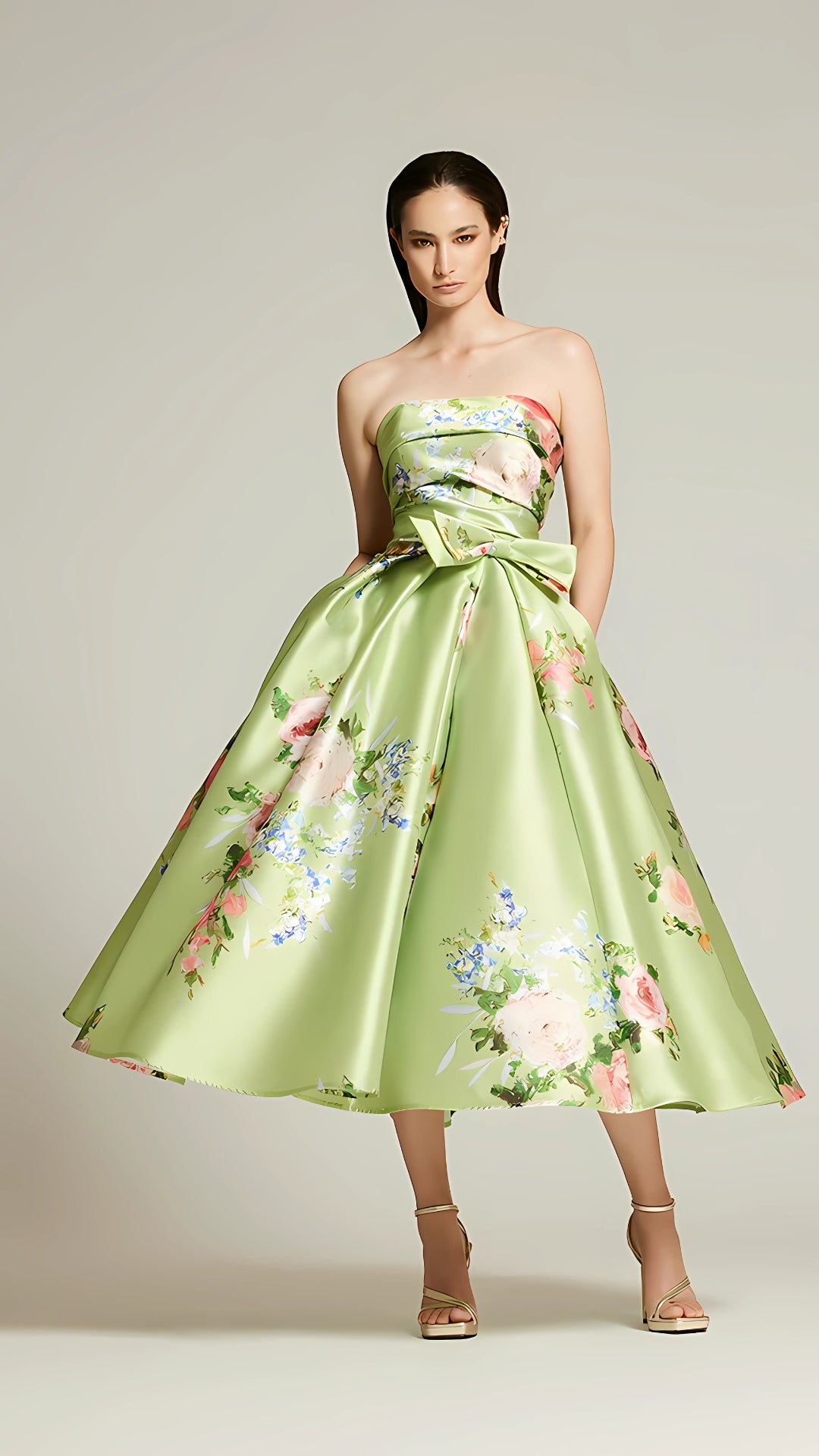 A&B6432 Green Floral Gown – lisamoranltd